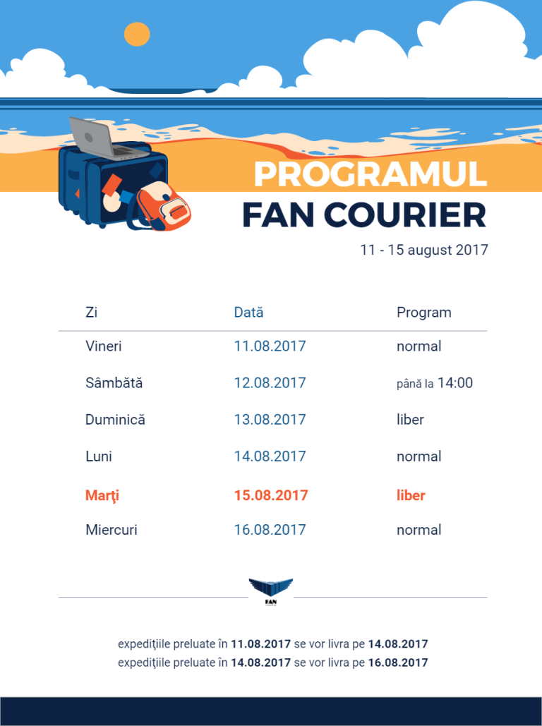 Programul FAN Courier 11-15 august - FAN Courier
