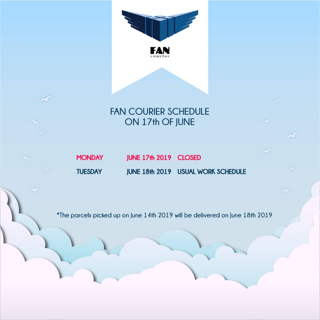 FAN Courier schedule on 17th of June - FAN Courier