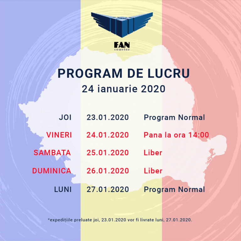 Program cu publicul in ziua de 24 ianuarie 2020 - FAN Courier