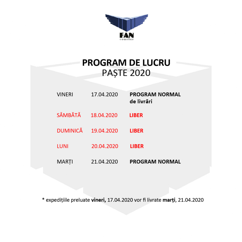 Program FAN COURIER de Paște - FAN Courier