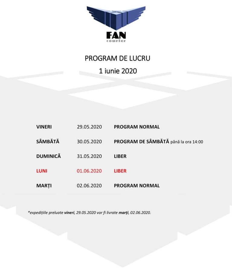 Programul FAN Courier de 1 Iunie 2020 - FAN Courier